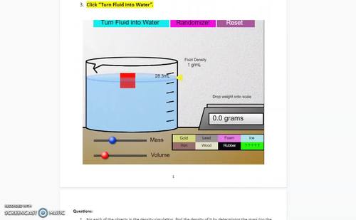 Density Activity Bundle - Hands-on Lab and Simulation - MS-PS1-7