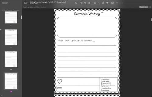 Writing Prompts Per Unit – Grades 1–3 Journal Writing and Activity Booklet