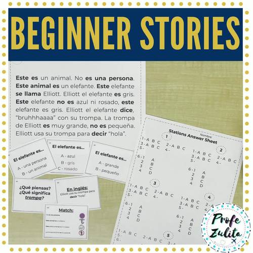 Spanish Short Story Set for beginners | Questions Task Cards by Profe ...