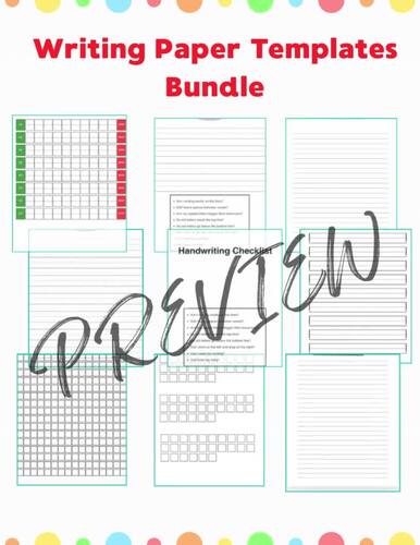 Writing Paper Bundle | Lined, Grid, Dash, Box, Wide & Narrow Templates ...