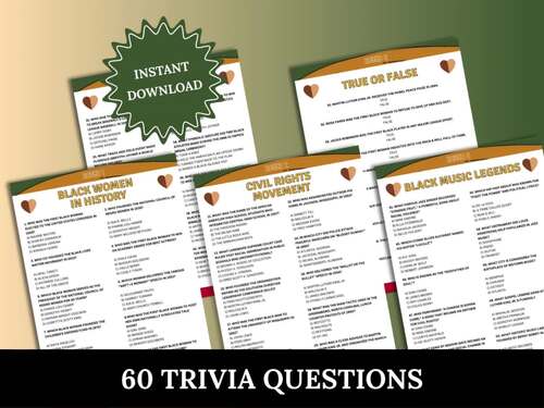 Black History Trivia | Printable Educational Black History Quiz (60 ...