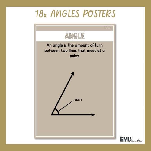 Angle Types & Relationships Posters Natural Key Vocabulary by The Emu ...