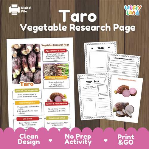 Taro Root Vegetable Research Project | Plant Science Activity ...
