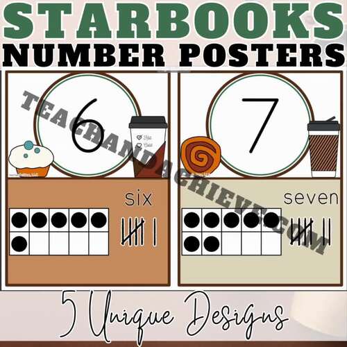 Coffee Cafe Number Posters, Coffee Shop Class Decor, Starbooks Number ...