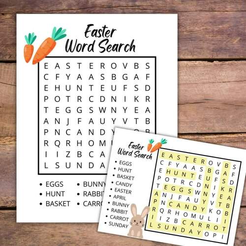 Easter Word Search Game Find the Words in the Puzzle Early Finisher ...