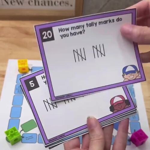 Counting Tally Marks Activities Math Game Board & Base Ten Place Value ...