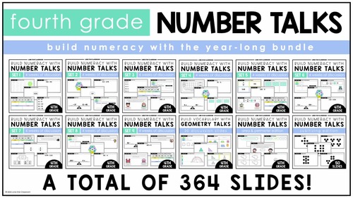 4th Grade Number Talks | YEAR-LONG BUNDLE | 364 Slides | Includes BONUS ...