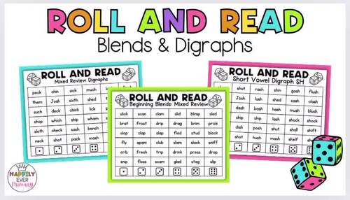 Consonant Blends and Digraphs Roll and Read Fluency Practice Games Bundle