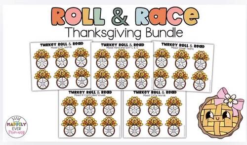 Thanksgiving Roll and Read Fluency Practice Games Bundle | TPT