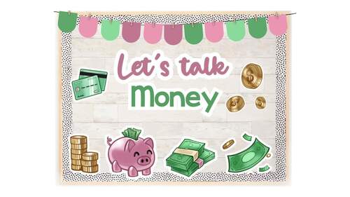 Money Classroom Decor Kit – Neon Posters, Name Tags, Bunting & Borders