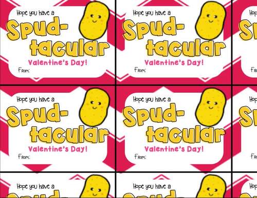Potato Chips/ Pringles Valentine's Day Gift Tag- Hope you have a Spud ...