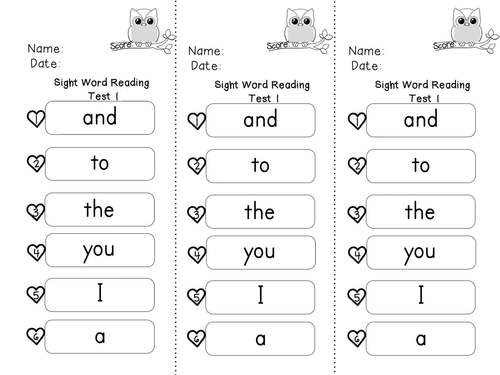 Sight Word Tests and Assessment Tracker by Westbrook's World | TPT