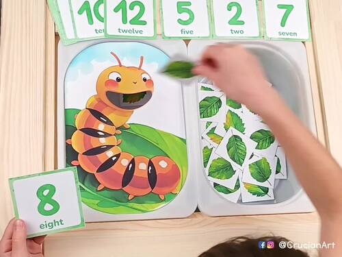 Feed the Caterpillar with Leaves: Leaf Counting to 12 Activity for ...