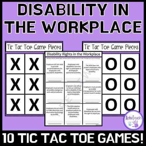 Disability Awareness in the Workplace Tic Tac Toe Games for Special ...