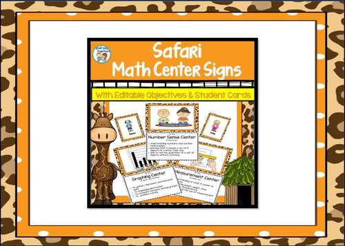 Safari Themed Math Center Signs and Posters | EDITABLE | Jungle Safari ...