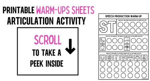 Articulation Warm-Up Worksheets for Speech Therapy by Jennie's Speech Room