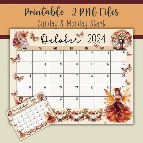 Editable October Calendar 2024, Printable Halloween Fall Calendar ...