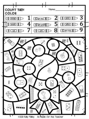 Christmas Coloring Pages Counting Worksheets Color By Number | TPT