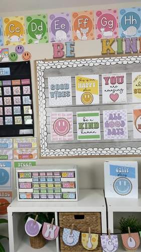Retro Pastel Classroom Decor: BUNDLE | Varsity Patch by Learning with Kiki