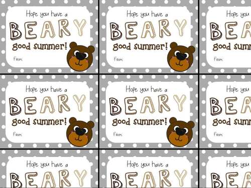 Cute Teddy Grahams | Graham Crackers End of Year (EOY) Gift Tag | TPT