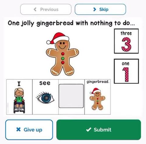 Ten Jolly Gingerbreads Adaptive Book and Boom Cards by Ausome Speech