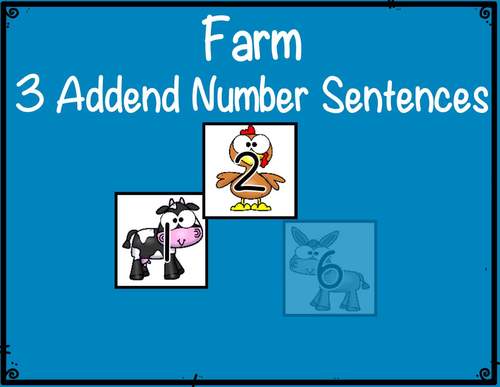 Farm Build 3 Addend Addition & Subtraction Number Sentences | TPT