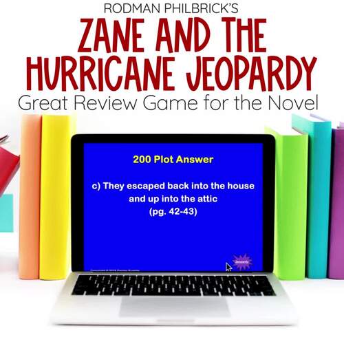Zane and the Hurricane by Rodman Philbrick Jeopardy | TPT