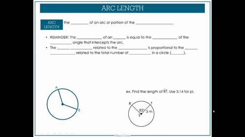 Geometry PowerPoint | Arc Length and Sector Area in Circles DISTANCE ...
