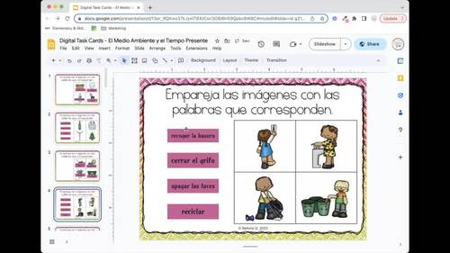 Spanish Environment and the Present Tense Digital Task Cards by SenoraQ
