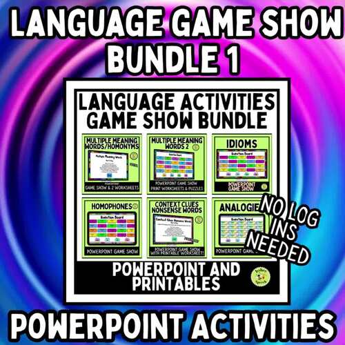 Language Game Show Bundle PPT | Idioms Analogies Homonyms Vocabulary