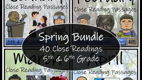 Spring Close Reading Comprehension Book Bundle | 5th Grade & 6th Grade