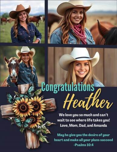 Senior Yearbook Ad Template - Cross and Sunflower Design - Full ...