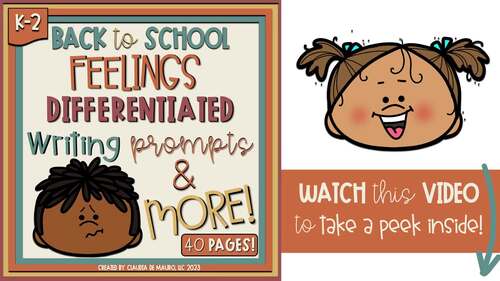 Back To School Feelings Differentiated Writing Prompts With First Week ...