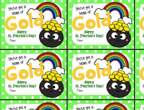 Heart of Gold St. Patrick's Day Gift Tag- You've got a heart of Gold ...