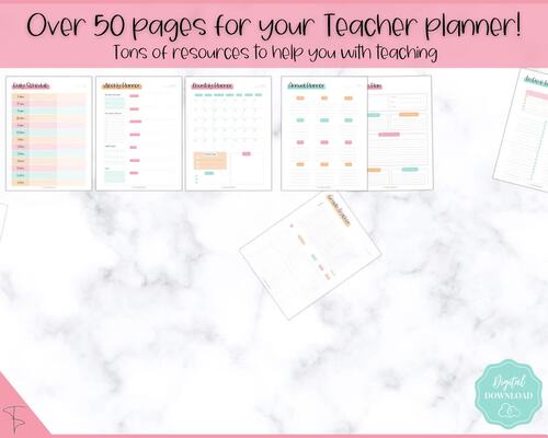 TEACHER Planner Printable - 50+pg BUNDLE | Academic Lesson Planner ...