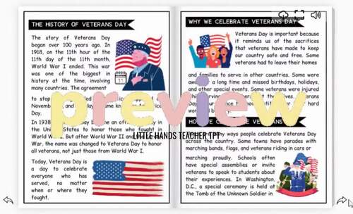 Veterans Day Reading Comprehension Passages And Questions Activities