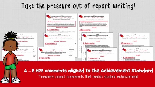 Australian Curriculum Year 5 HPE Report Card Comments by Ideacations