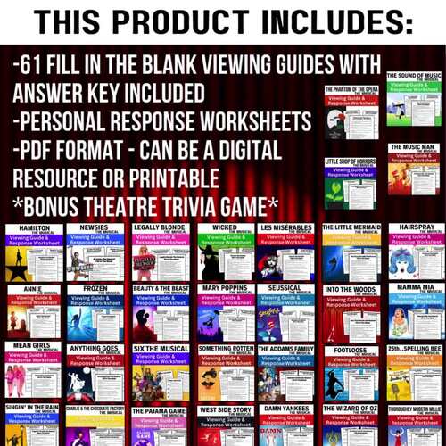 Mega Broadway Bundle → 60+ Musical Theatre Viewing Guides & Response ...