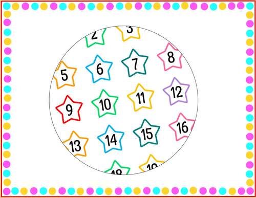 Printable Small Colorful Star Number Labels, Editable Small Number Labels
