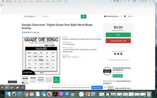 Google Classroom™ Digital Grade One Sight Word Bingo Activity | TPT