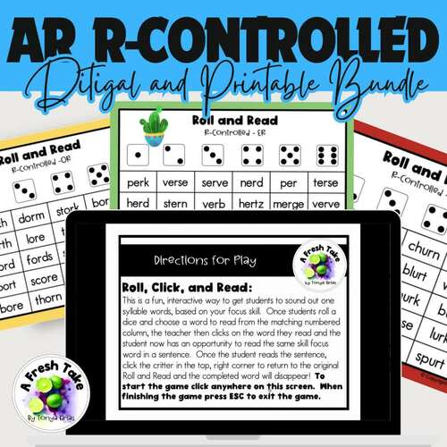 AR R-Controlled Vowels Roll & Read |Phonics Games| Digital PLUS ...