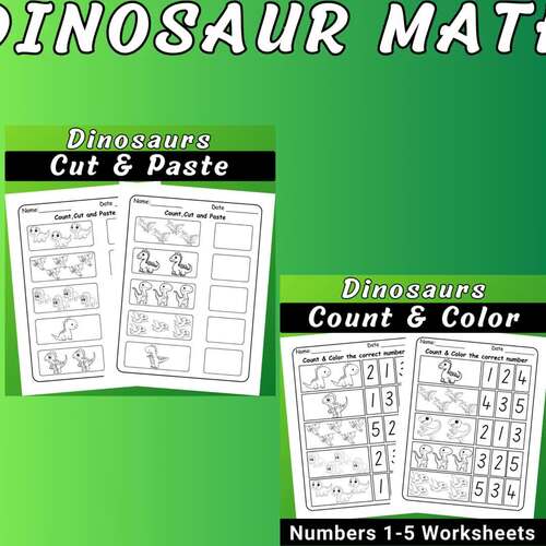 Dinosaur Math Bundle 1-5 | Number Recognition, Counting, Addition ...