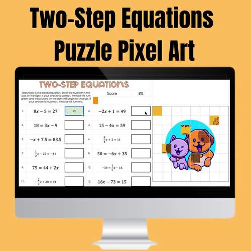 Two Step Equations Puzzle Pixel Art - Thanksgiving Edition | TPT