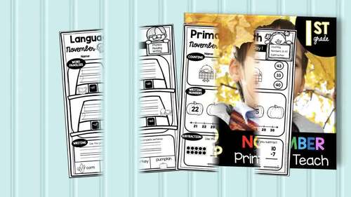 November First Grade Morning Work - Independent Worksheets - Bell Ringers