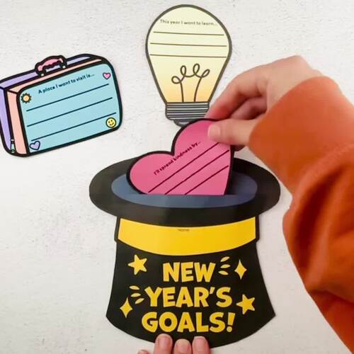New Year’s Hat Craft | Goal Setting & Writing Activity for Kids | TPT