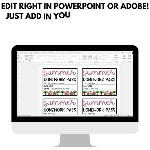 Homework Passes Summer Themed by Thriving Teacher Inc | TPT