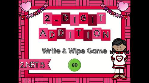 2 Digit Addition Valentine's Day Powerpoint Game by Teacher Gameroom