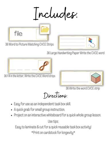 CVCE Word Task Cards | Silent E by Differentiated Education | TPT