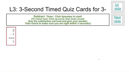 Subtraction Flashcards, Level 3, Math Practice, Math Facts, Flash Cards
