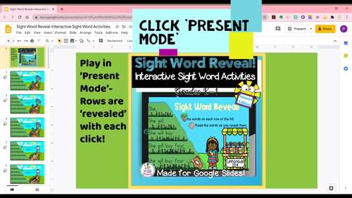 Sight Word Reveal! Summer Reading Fluency For Google Slides-Distance ...